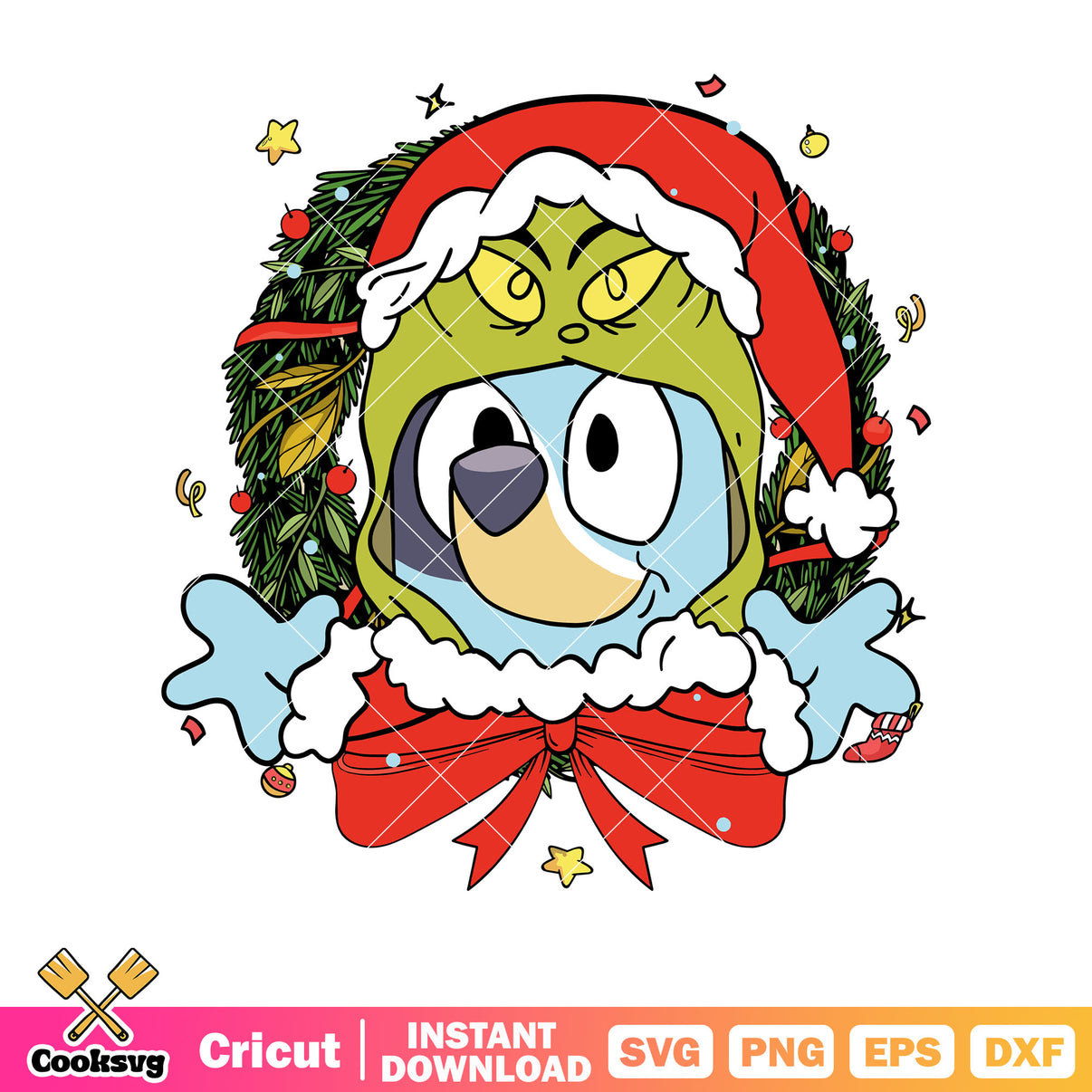 Disfraz bluey grinch svg, christmas grinch svg, bluey christmas svg, b ...