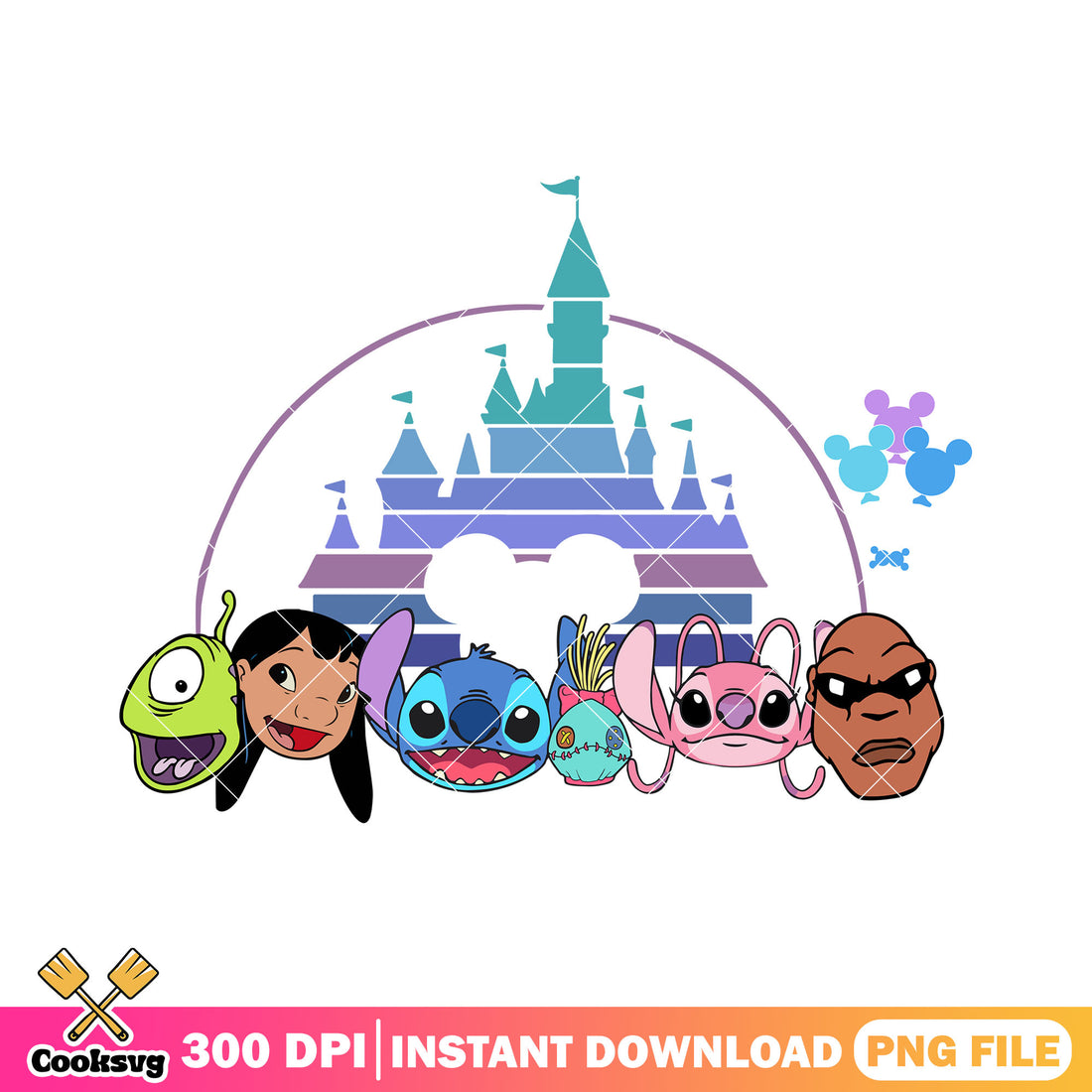 Disney castle stitch characters png, stitch characters png, stitch hea ...