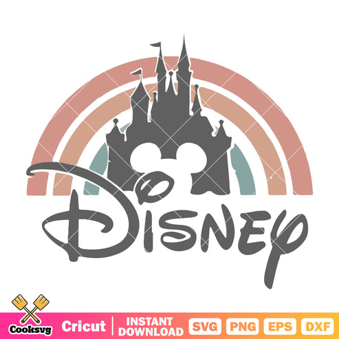 Disney mickey head castle rainbow svg, mickey head svg, mickey rainbow ...