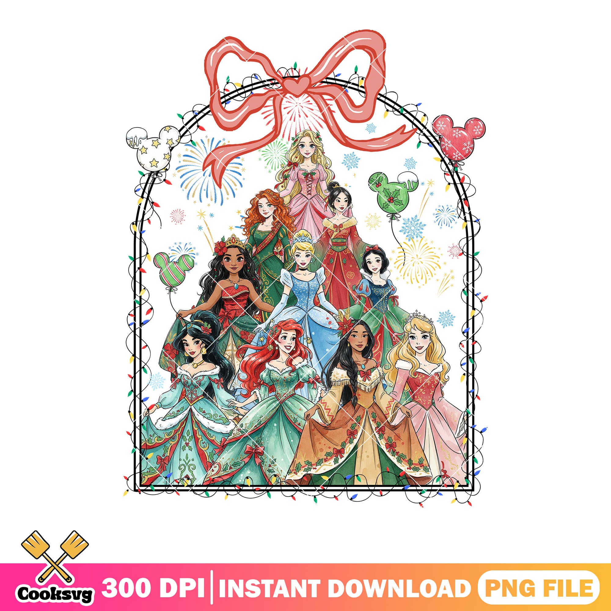 Disney princess pyramid png, christmas green red png, decor lights png ...