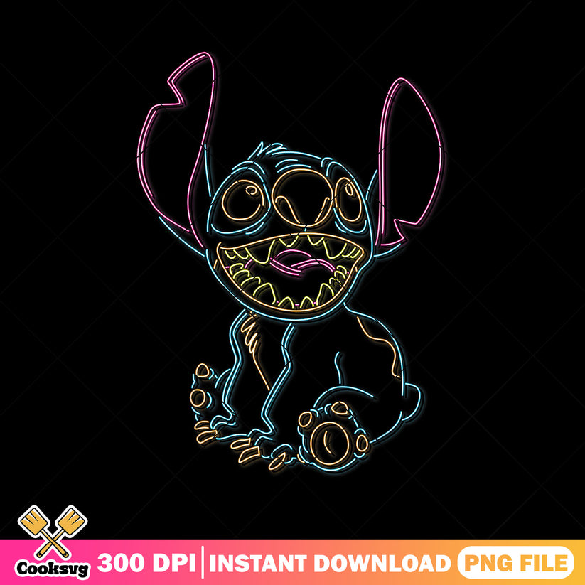 Disney stitch neon outline png, stitch outline png, funny stitch png ...