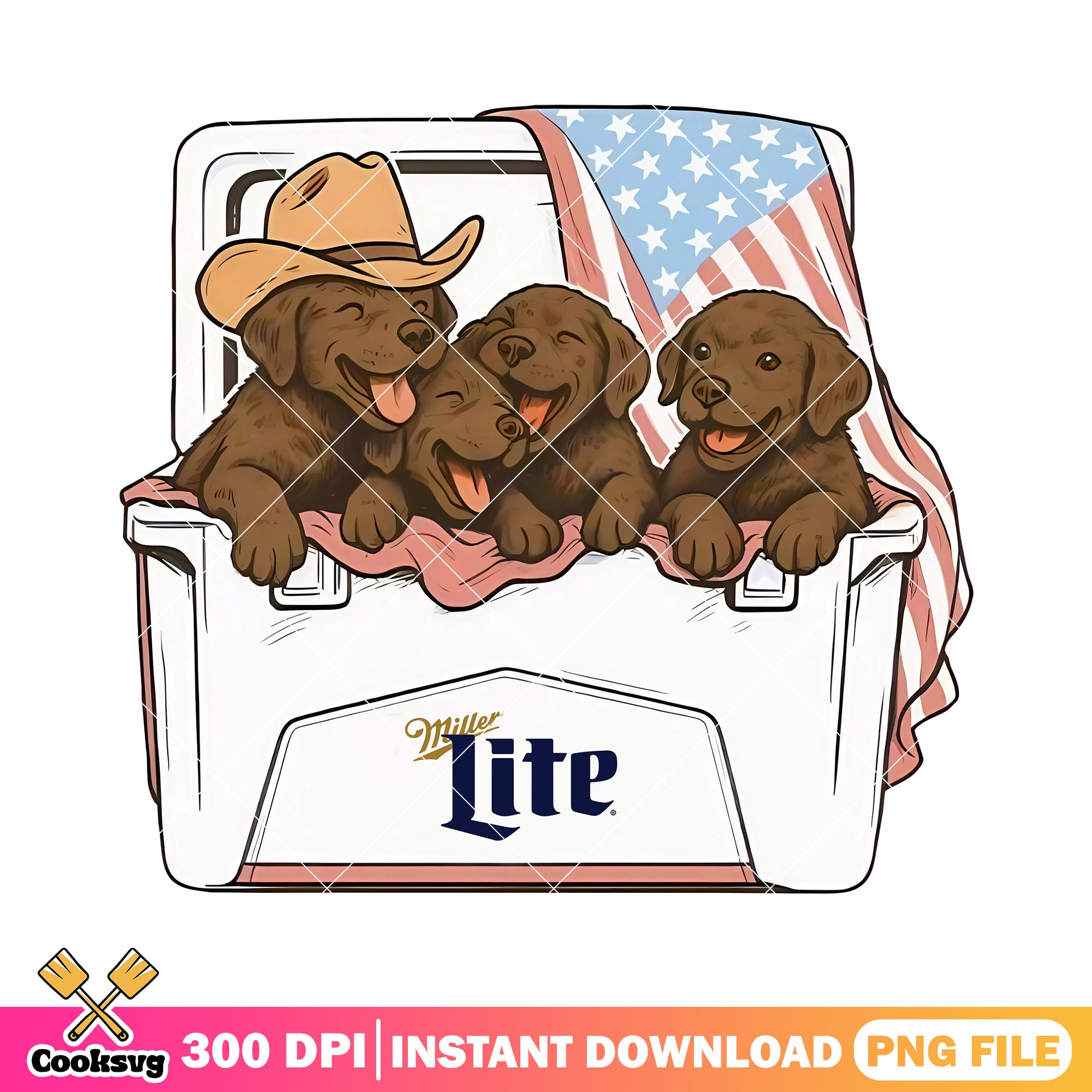 Dog in busch lite beer png, miler lite png, america flag png – Cooksvg