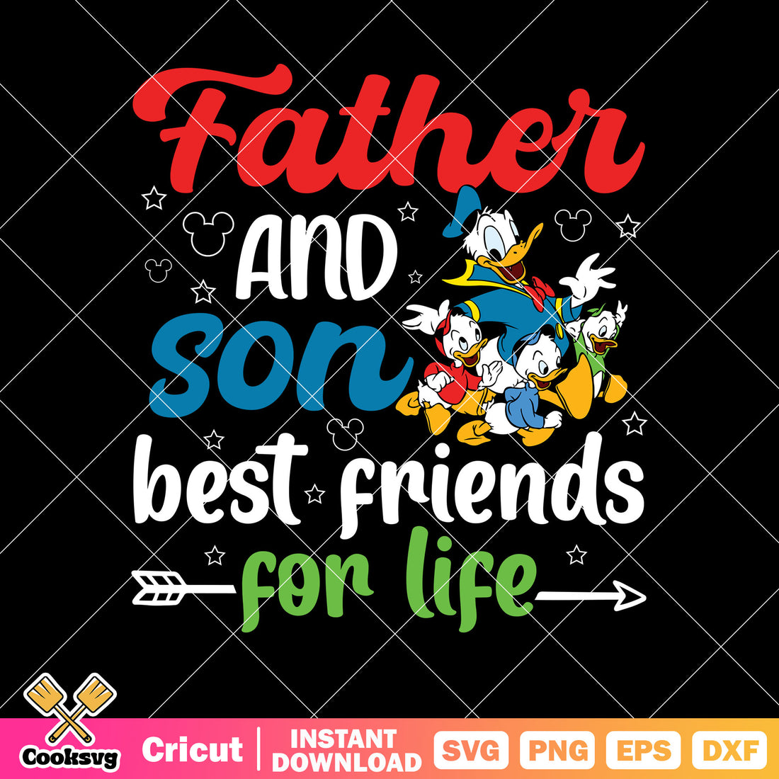 Donald duck father and son black svg, disney donald svg, disney father ...