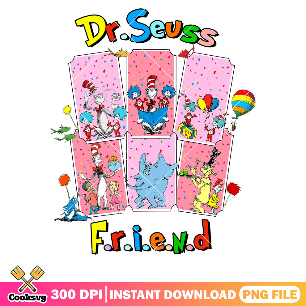 Dr seuss and friends pink vibes png file, dr seuss friends png – Cooksvg