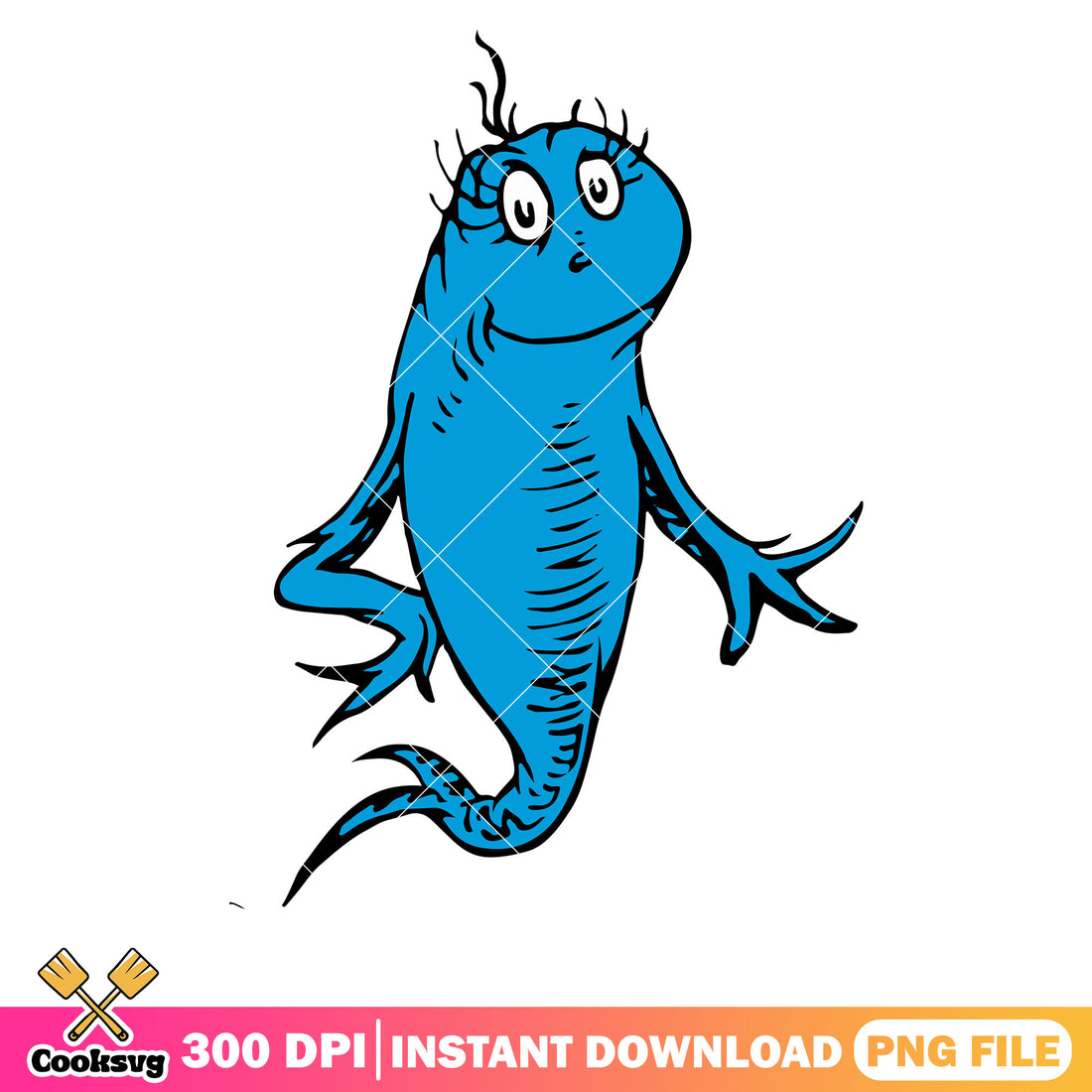 Dr seuss blue fish cartoon png, dr seuss fish png, one fish dr seuss p ...