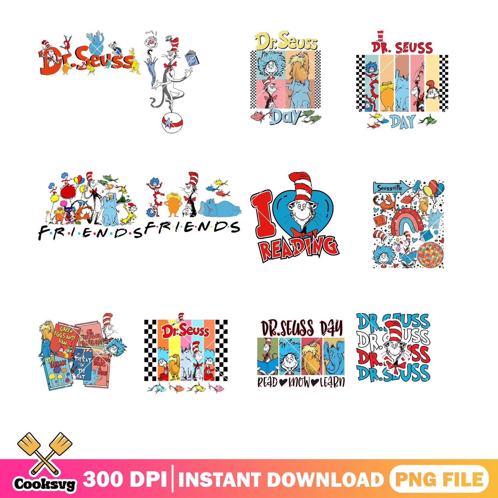 Dr seuss read know learn png bundle, dr seuss read png, dr seuss quote ...