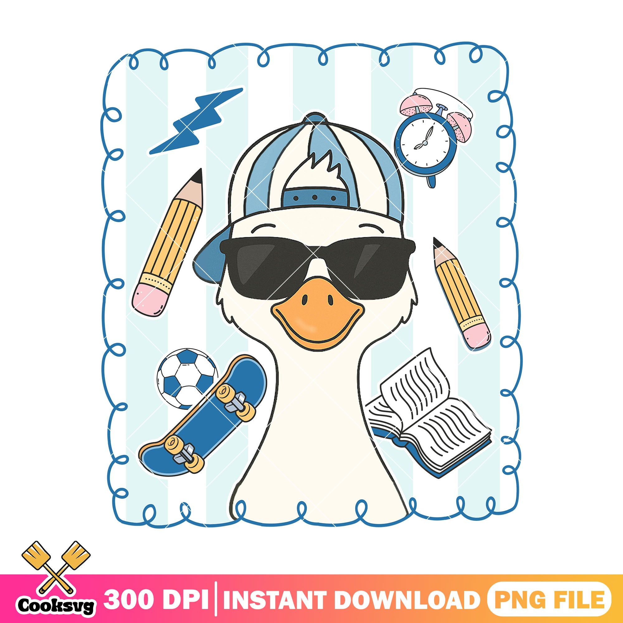 Duck boy going school png, back to school art png, white duck png – Cooksvg