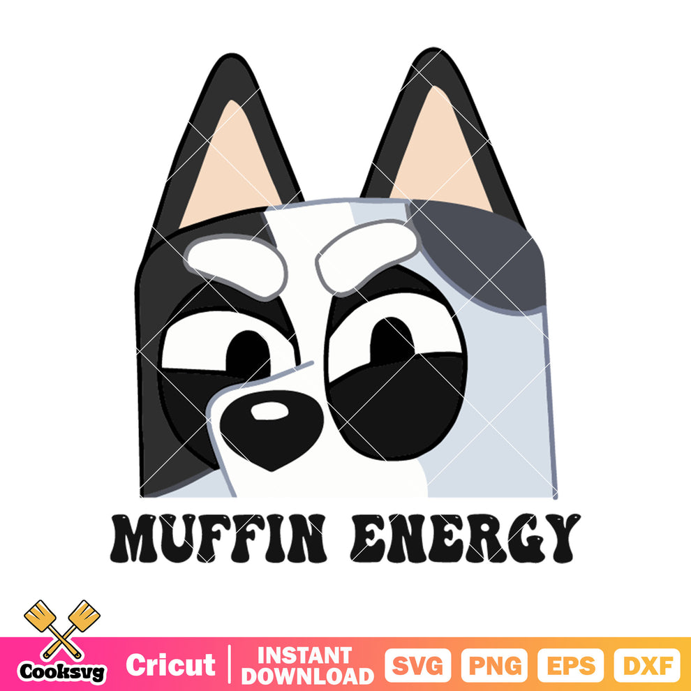 Energy head bluey muffin svg, cartoon bluey svg, bluey muffin figure s ...