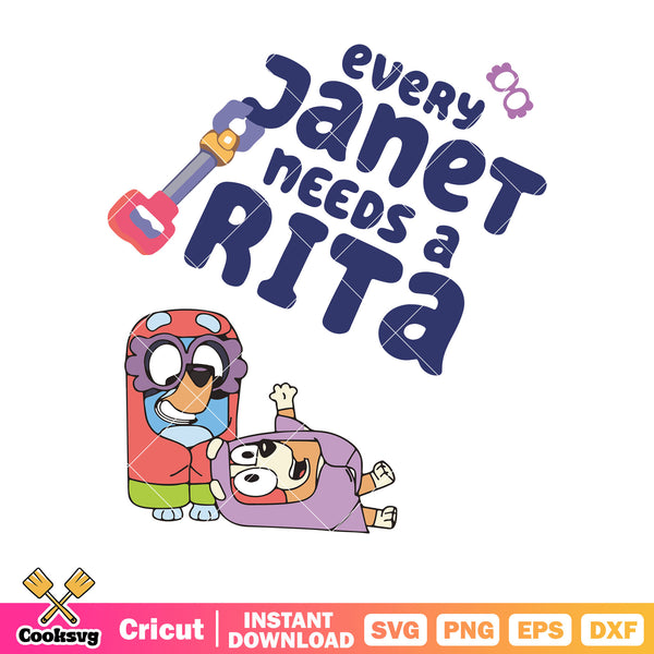 Every janet needs a rita svg, bluey silhouette svg, bluey heeler svg ...