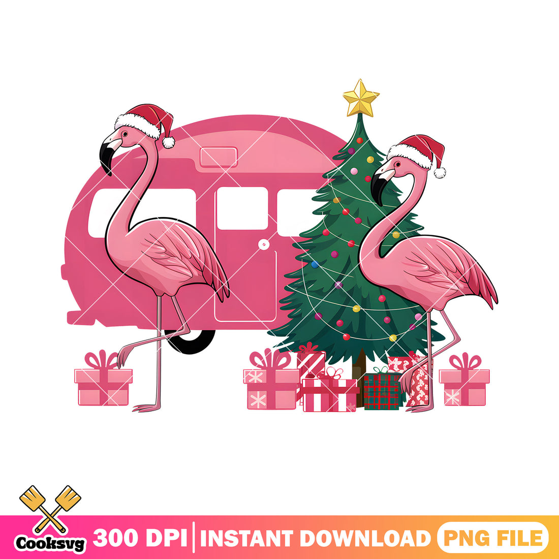 Festive duo flamingo png, christmas gifts png, christmas vibes png ...