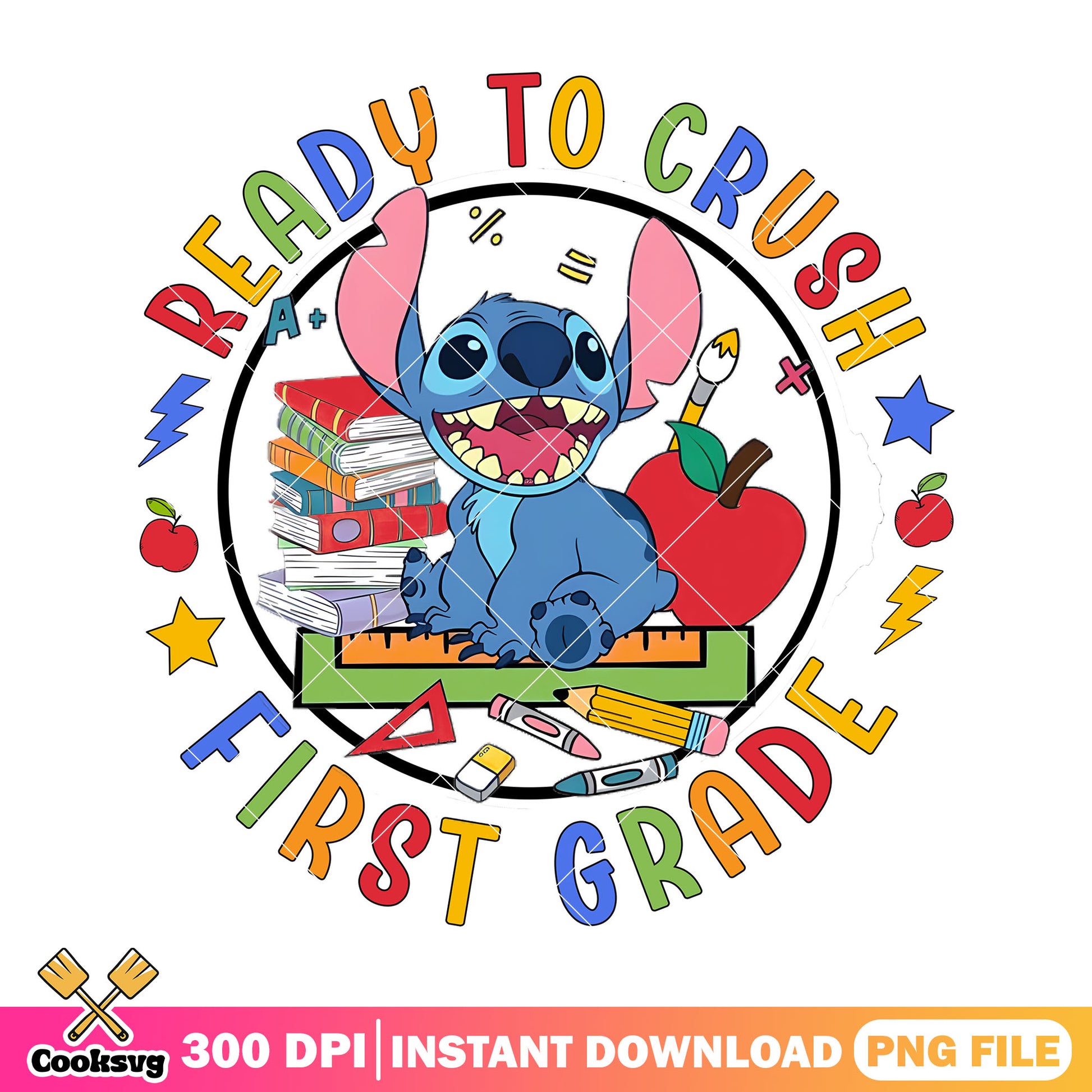 First grade ready with stitch png, go back to school png, disney art p ...