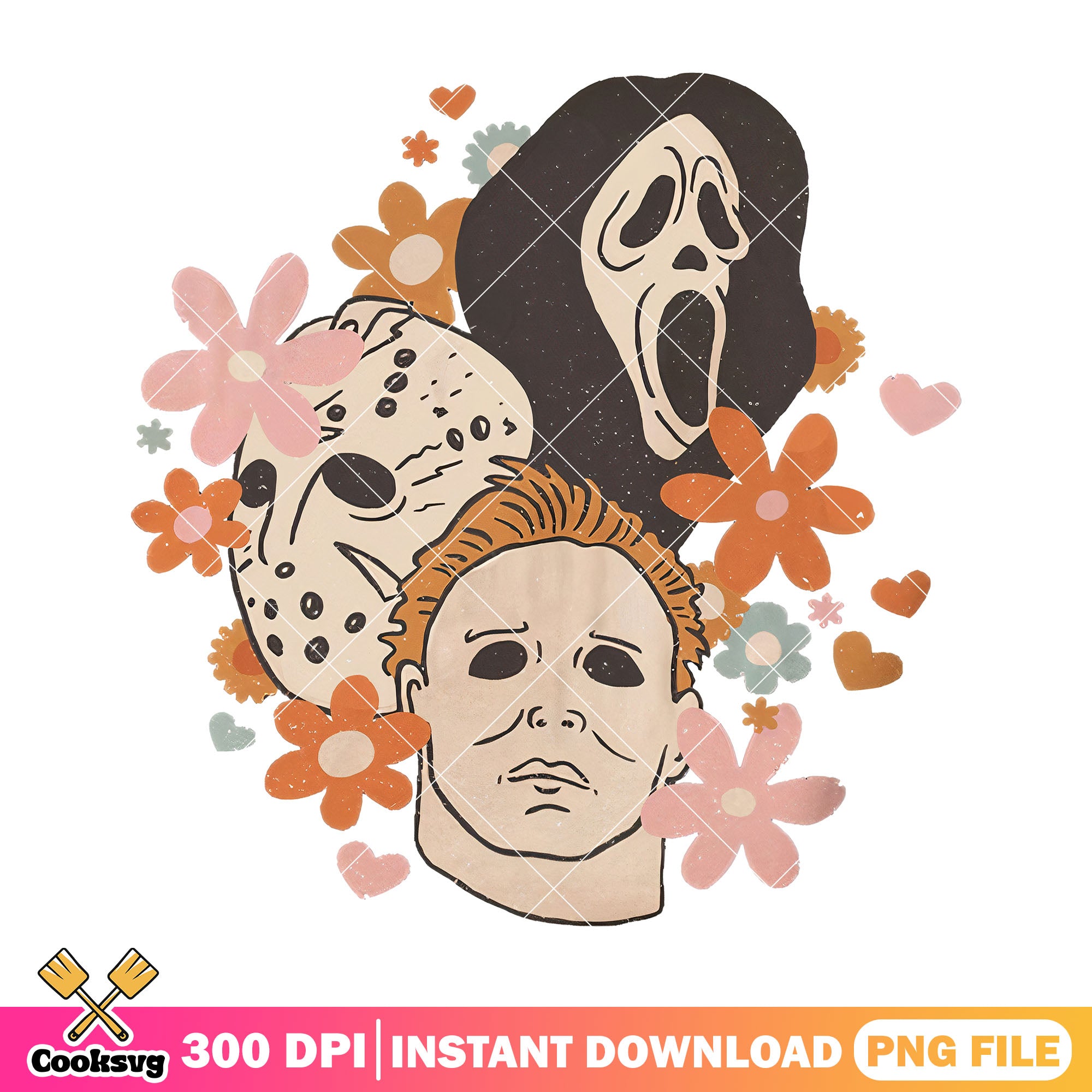 Floral horror character head design png, horror characters png – Cooksvg