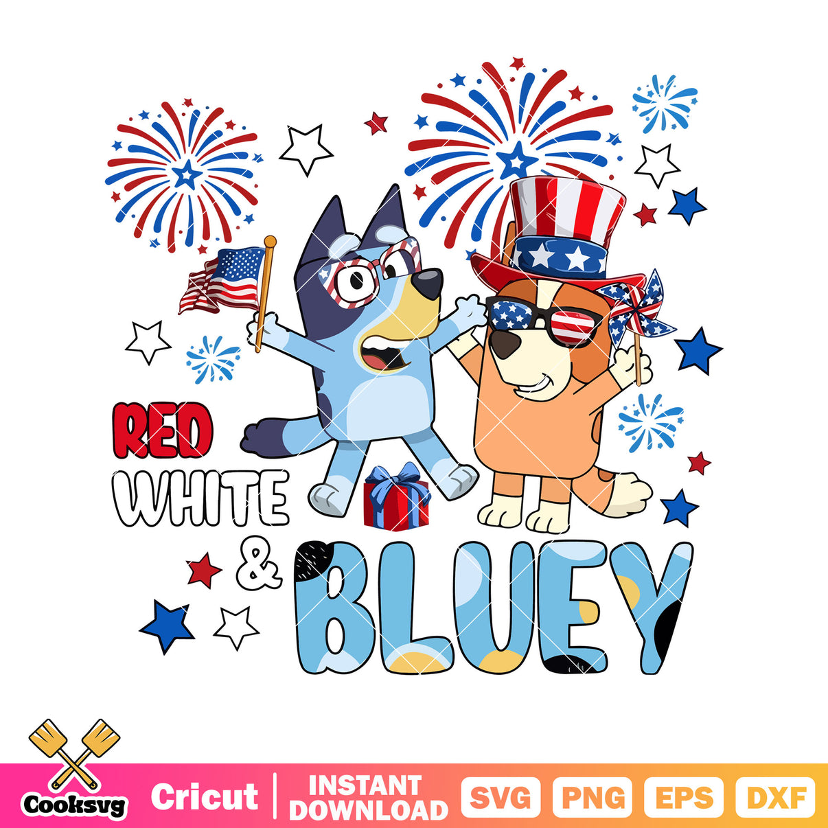 Fourth of july red white and bluey usa svg, bluey friends svg, happy b ...