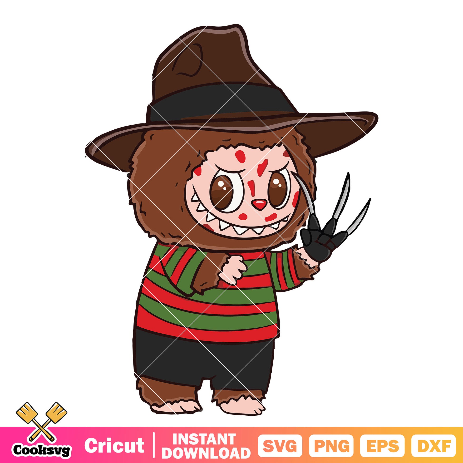 Freddy labubu with knife svg, labubu halloween svg, Freddy Krueger svg ...