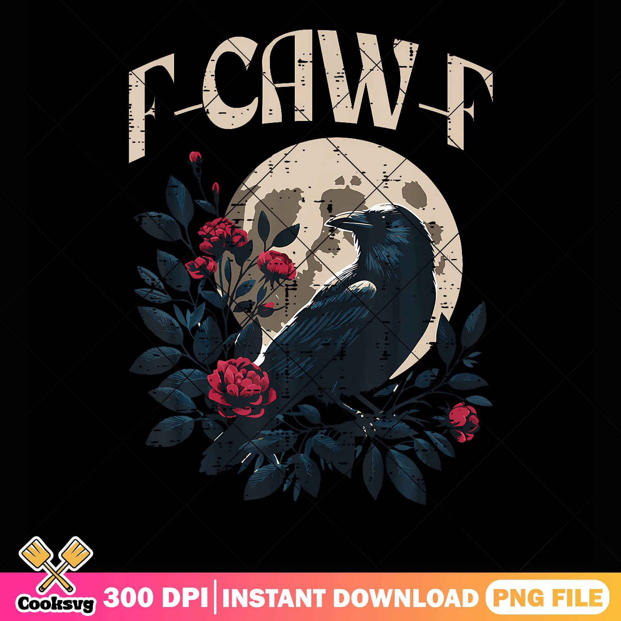 Funny Crow Meme Caw Women png, full moon night png, rose flower png ...