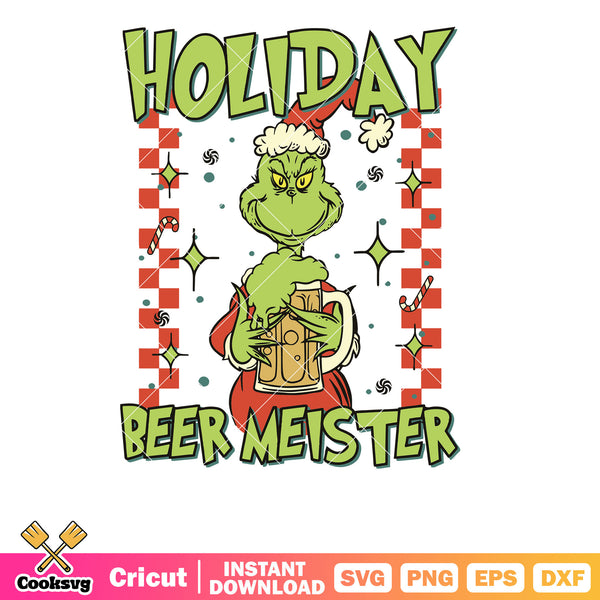 Funny Grinch Holiday Beer Meister svg, grinch drinking beer svg – Cooksvg