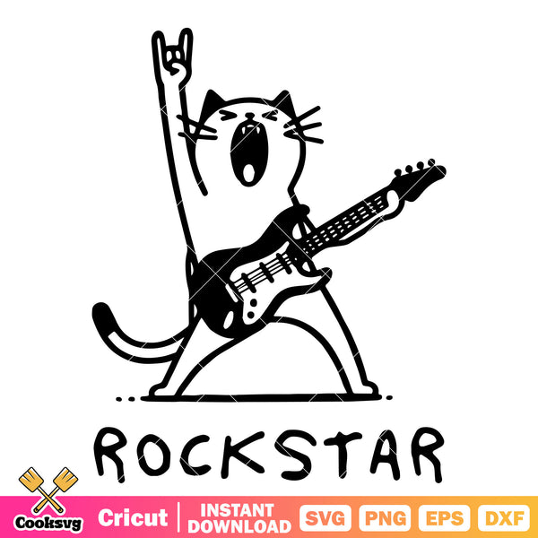 Funny cat rock star svg file, rock star cat svg, funny cat svg – Cooksvg