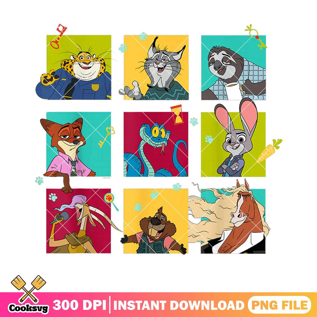 Gary de snake comic line up png, zootopia poster png, disney movies pn ...