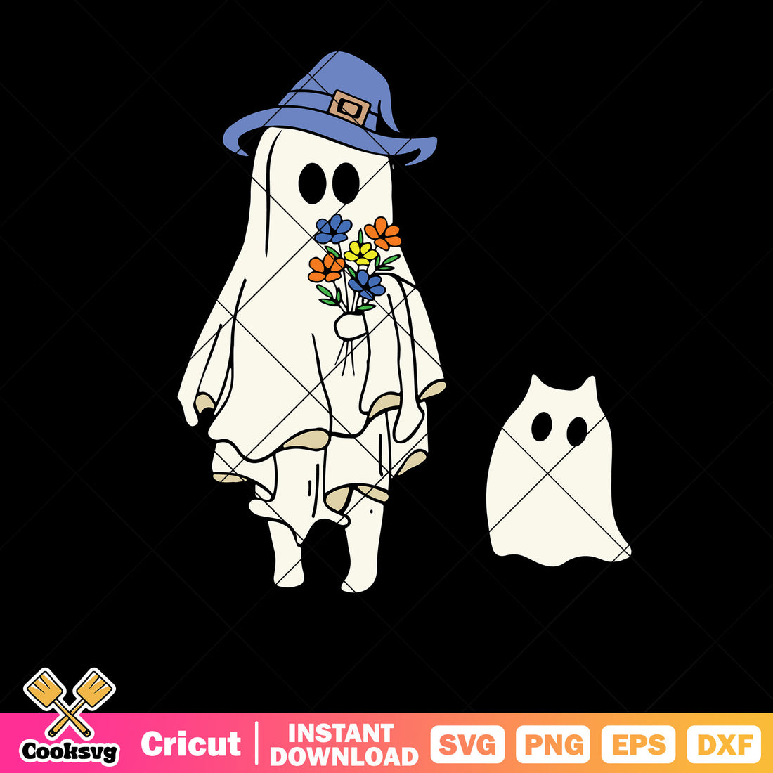 Ghost costume and flower svg, witches hat svg, scary halloween svg ...