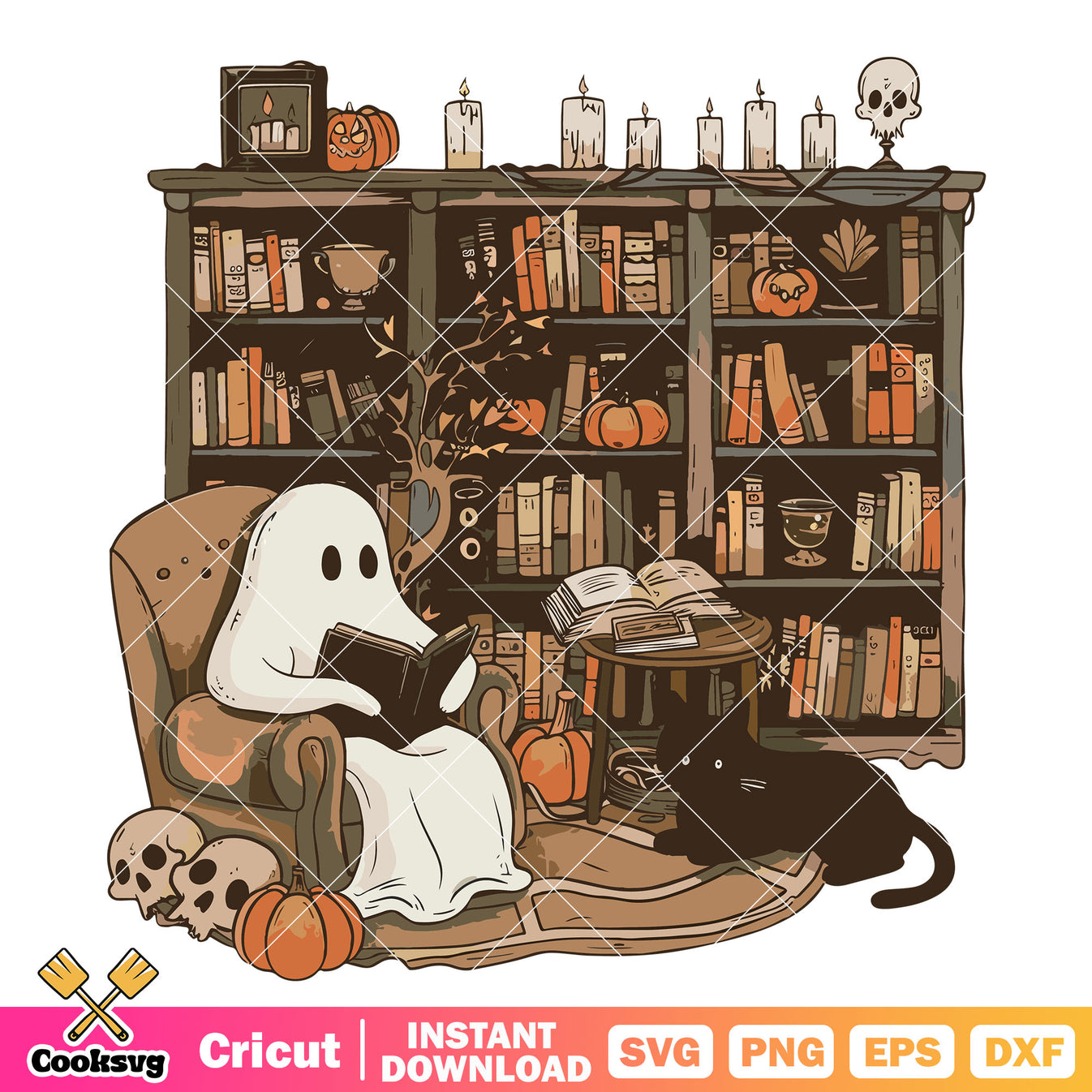 Ghost reading book svg, cute ghost svg, book halloween svg – Cooksvg