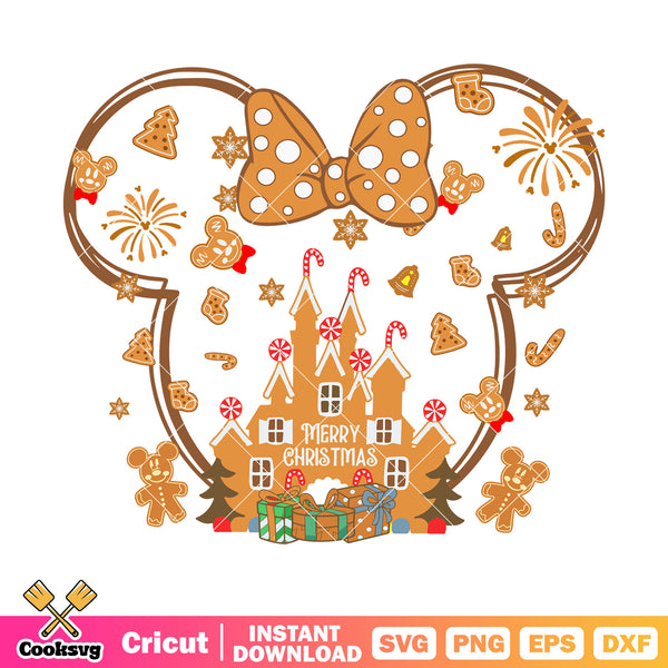 Gingerbread minnie head merry christmas svg, minnie gingerbread svg ...