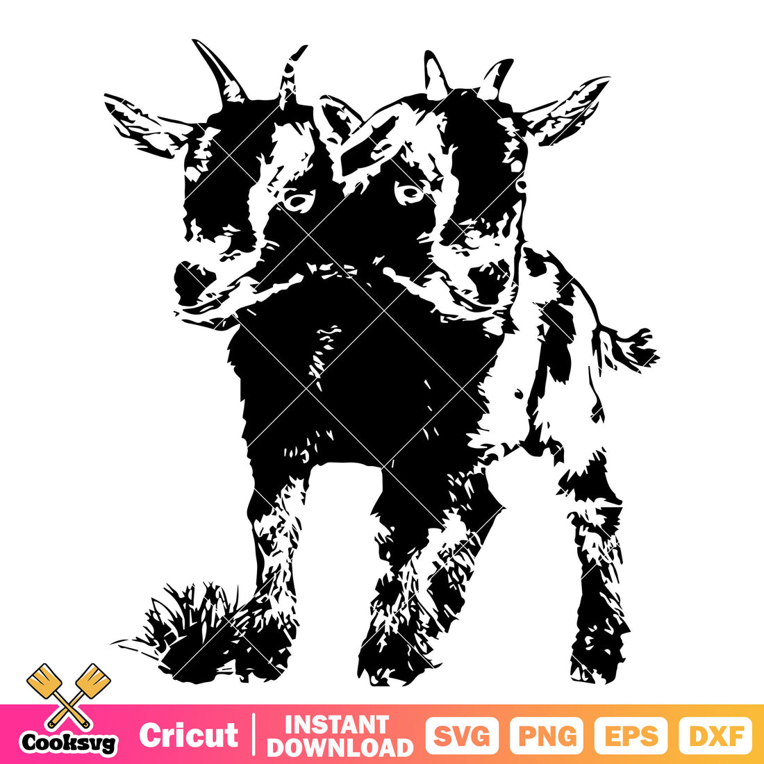 Goat have two head black svg, two headed goat svg, the goat svg – Cooksvg