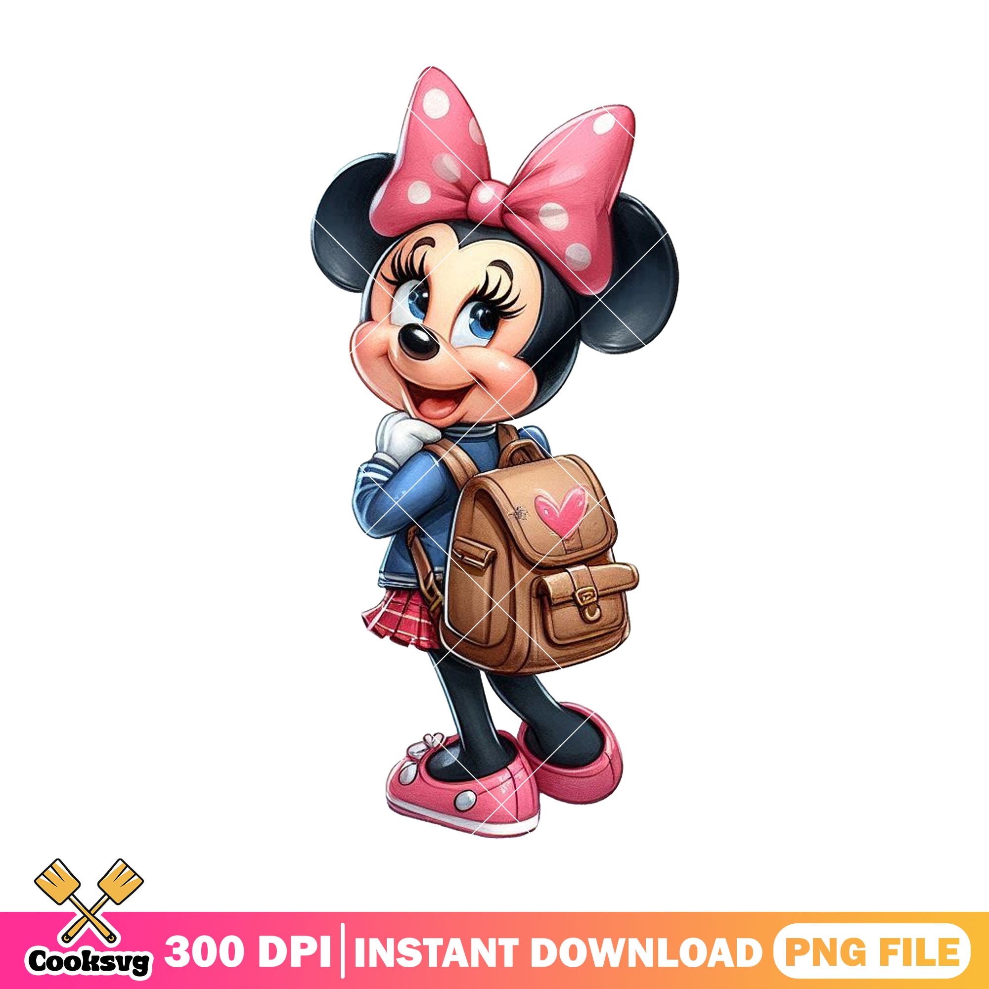 Going school with minnie png, cute mouse png, back to school outfit pn ...