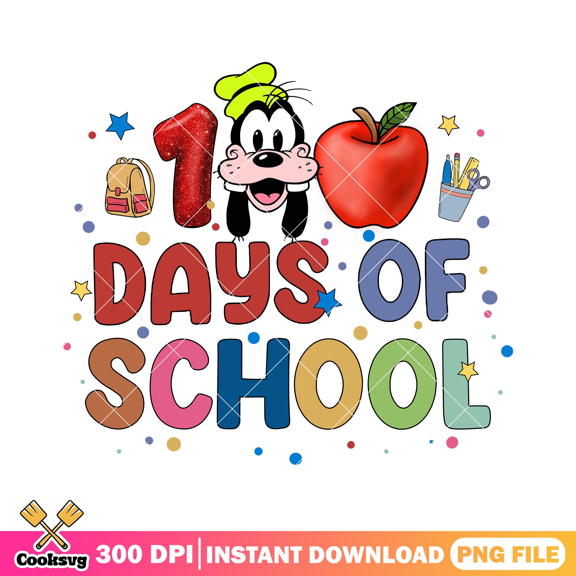 Goofy with 100 days school png, go back to school png, goofy cute png ...