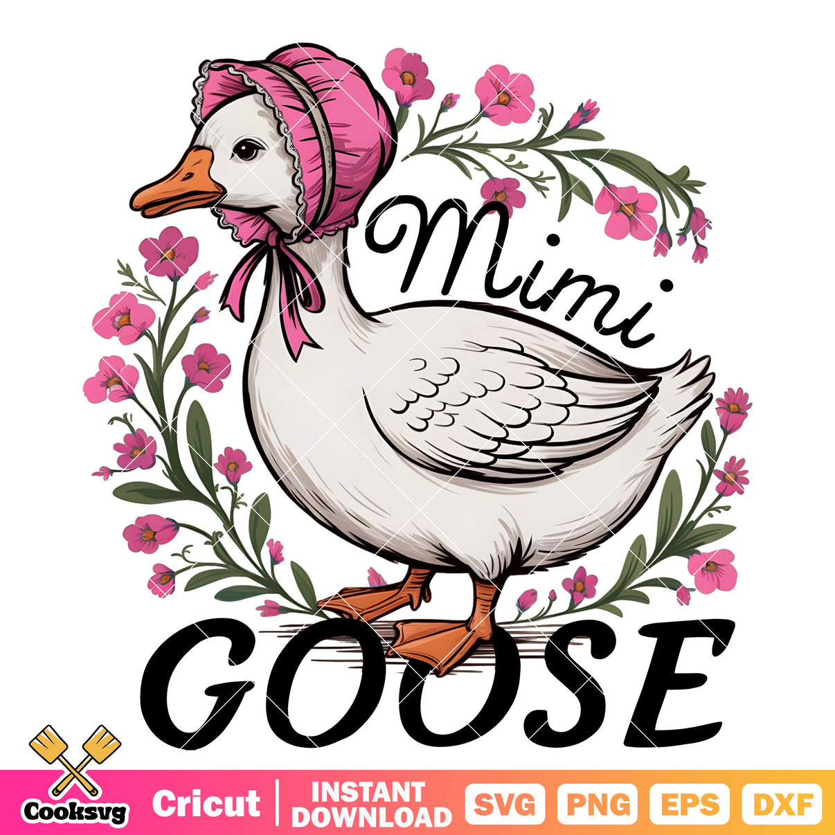 Goose mimi and flower svg, trending goose svg, goose svg – Cooksvg