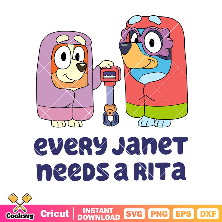 Granny every janet needs a rita svg, bluey pajamas svg, bluey rita svg ...