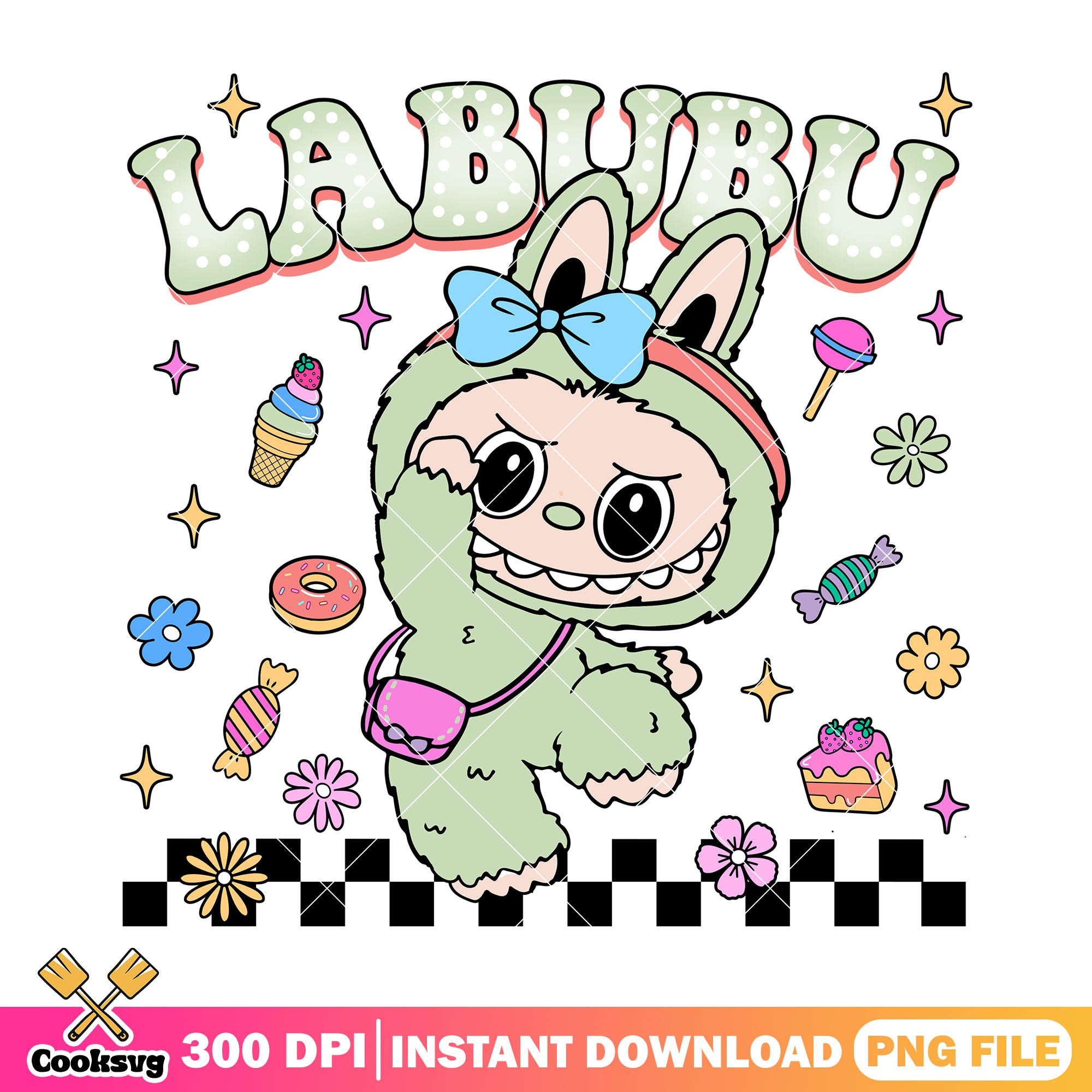 Green labubu monster png, labubu girl png, labubu happy png – Cooksvg