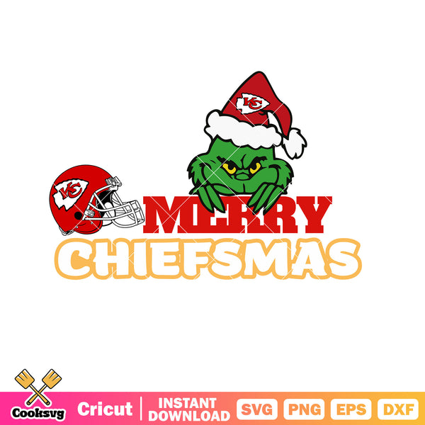 Grinch Merry Chiefsmas Kansas City Chiefs Helmet Svg, kansas city chie ...