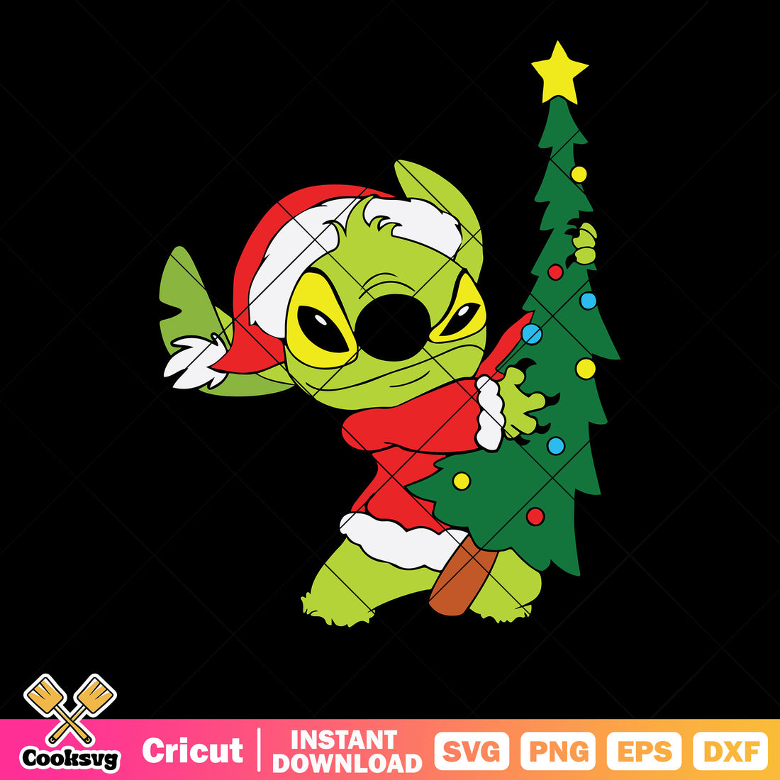 Grinch stitch svg, christmas tree svg, santa claus hat svg – Cooksvg