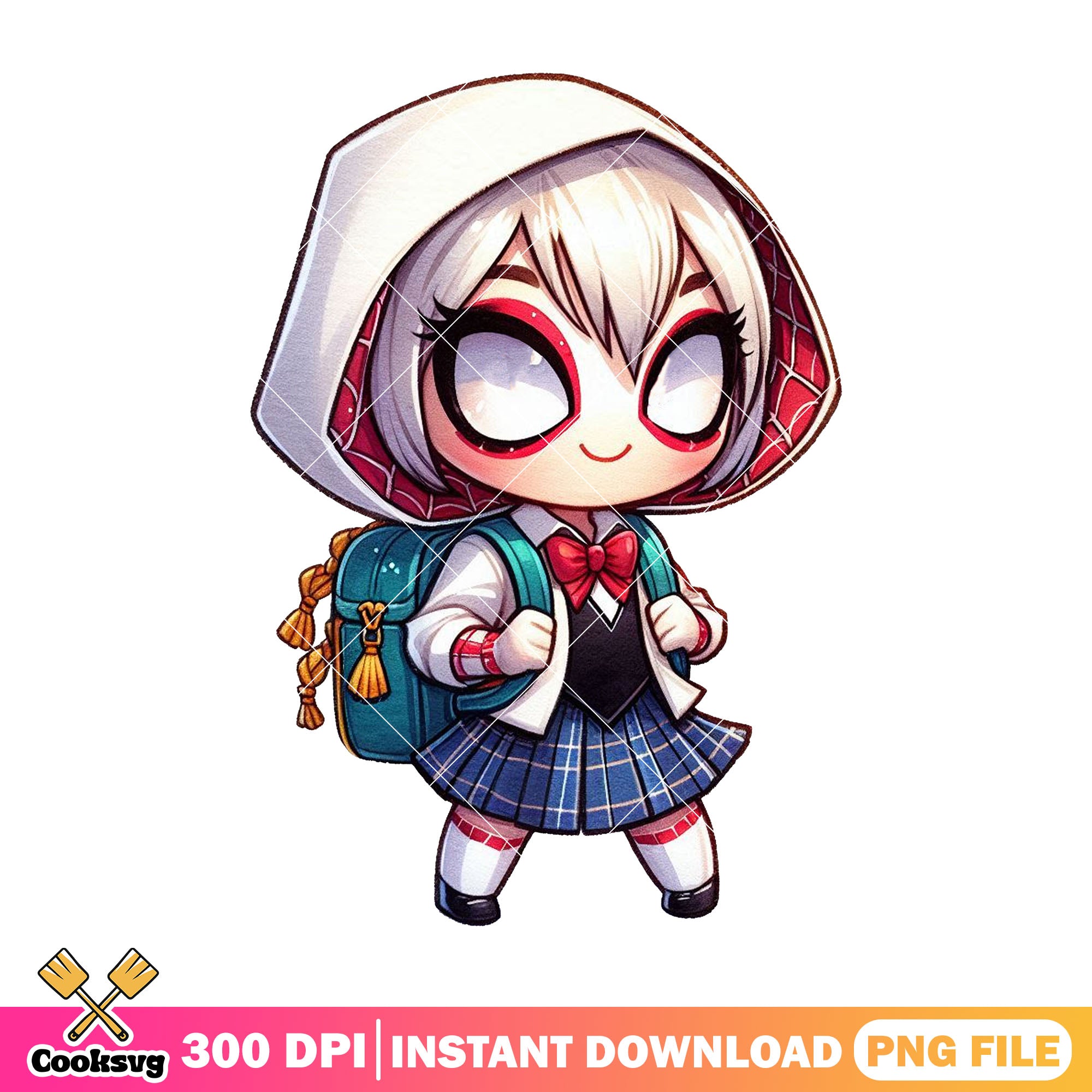 Gwen stacy chibi design png, marvel comic png, back to school art png ...