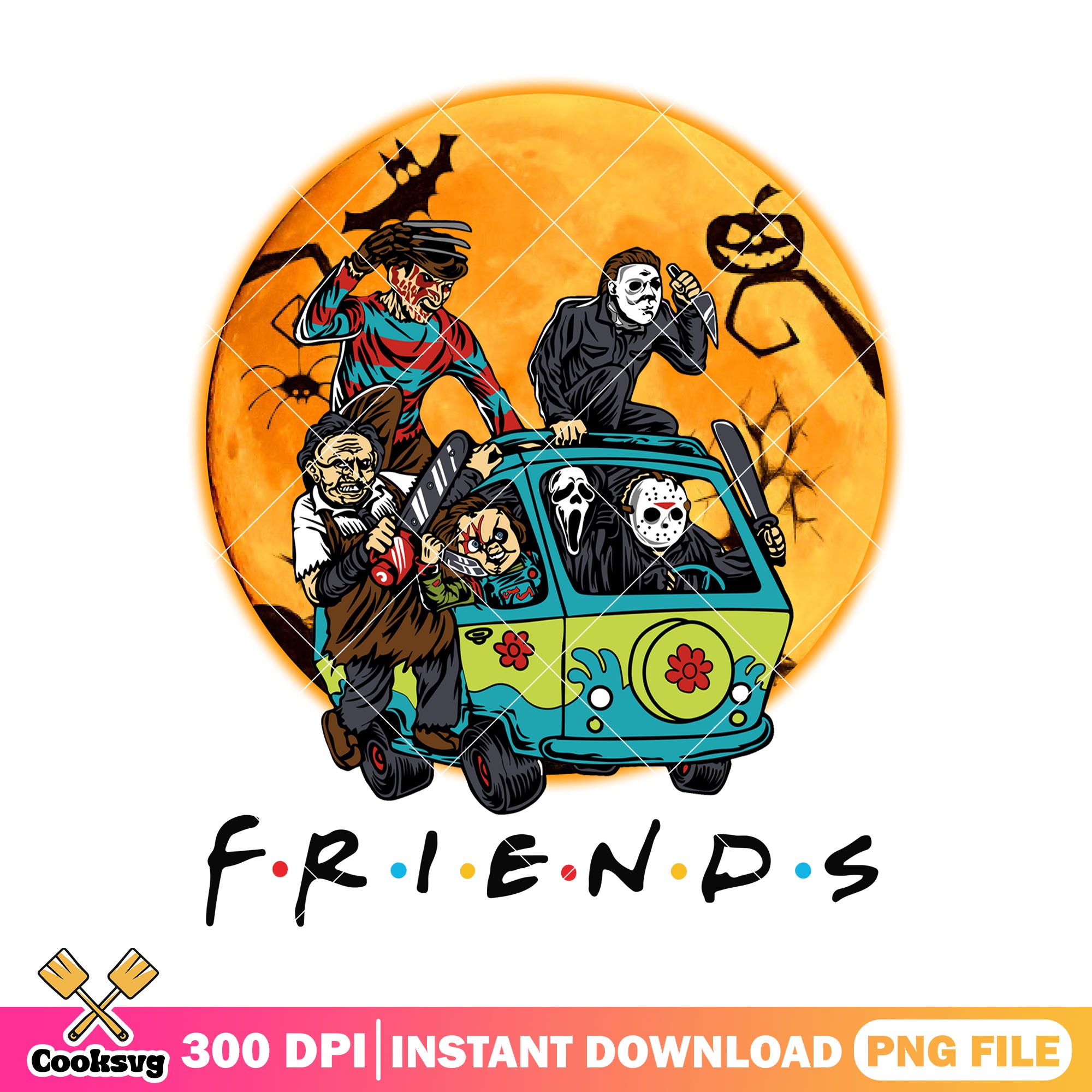 Halloween characters on car design png, halloween movies order png ...
