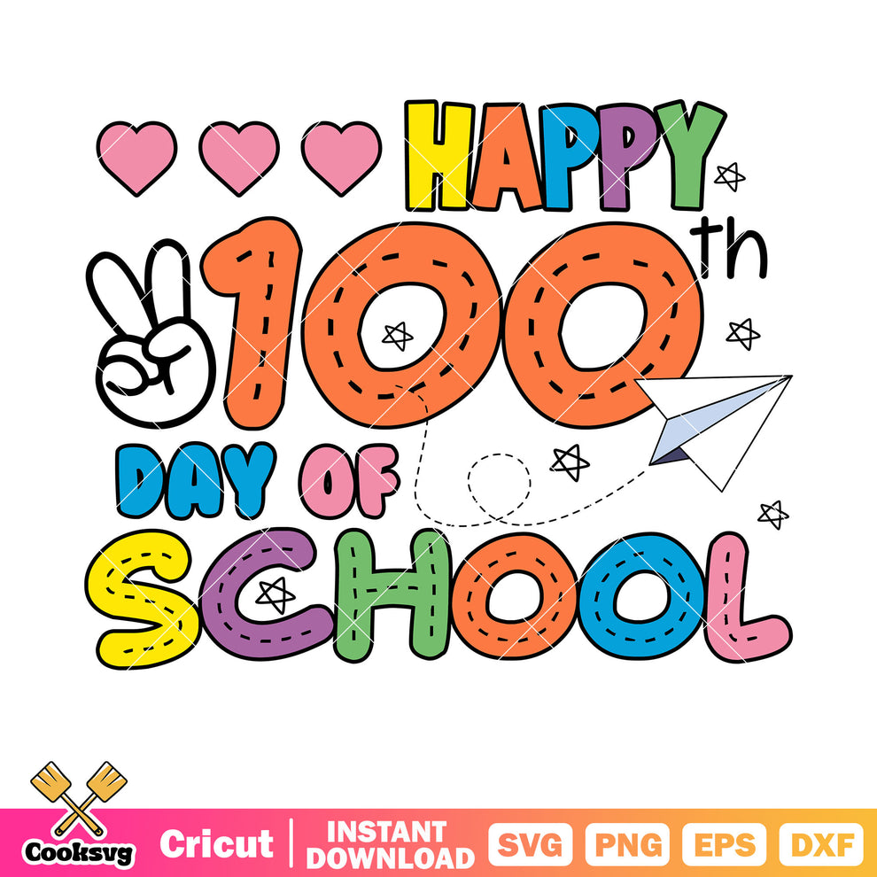 Happy 100th day of school svg file, happy 100th day of school svg – Cooksvg