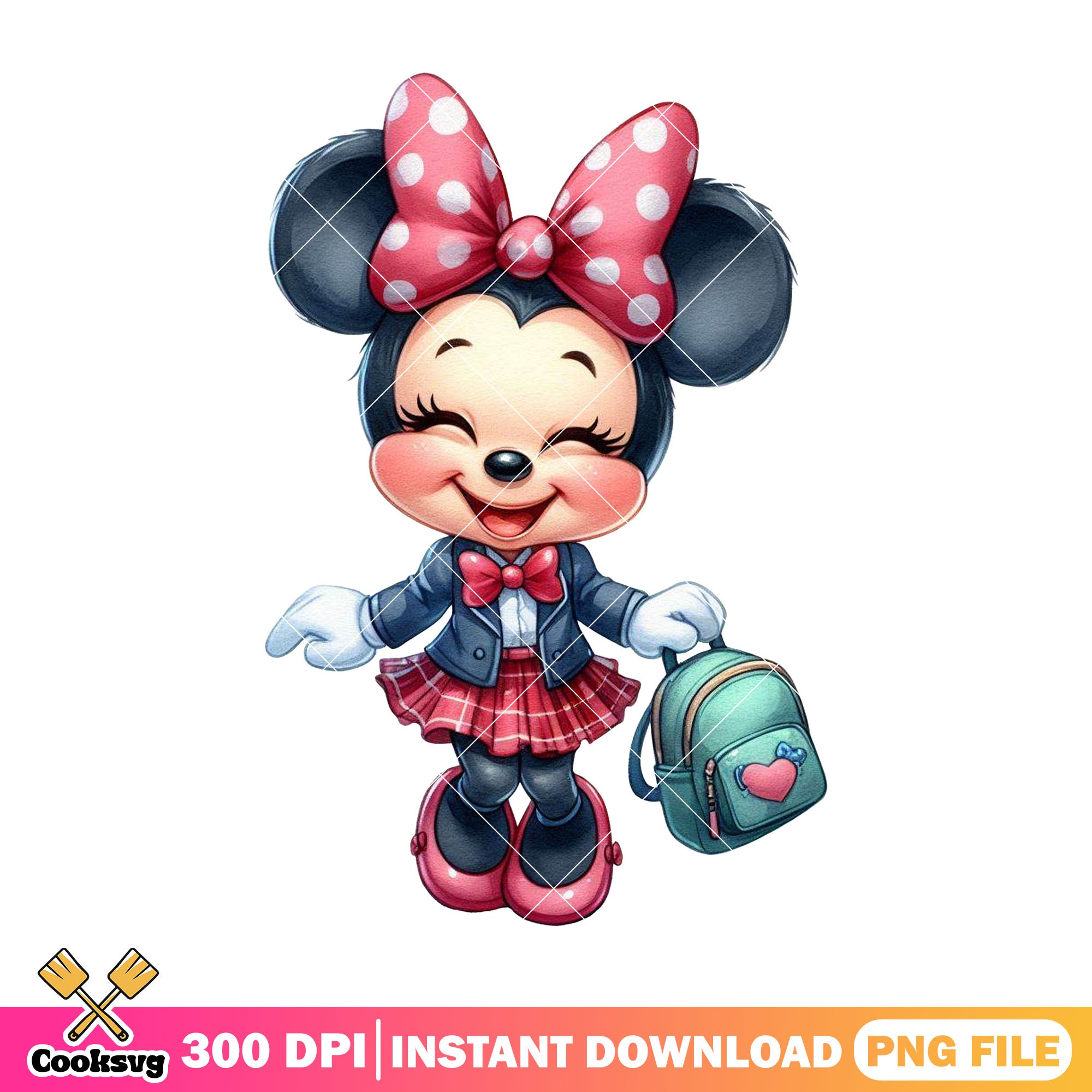 Happy minnie standing png, minnie art png, back to school outfit png ...