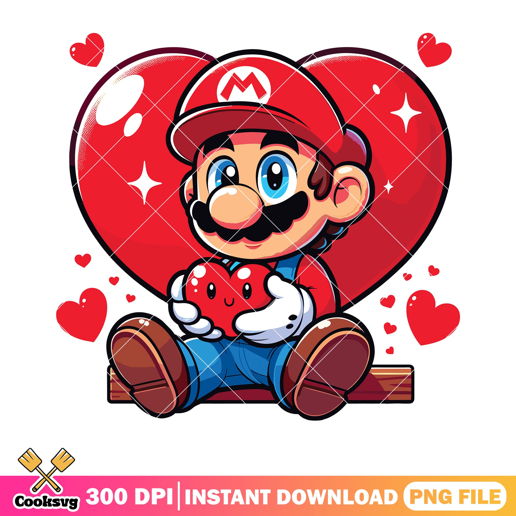 Heart mario poster valentines png, super mario png, valentine vibes pn ...