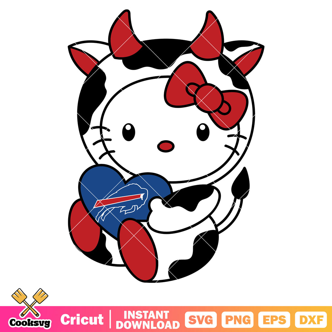 Hello kitty buffalo bills cow svg, buffalo bills nfl svg – Cooksvg