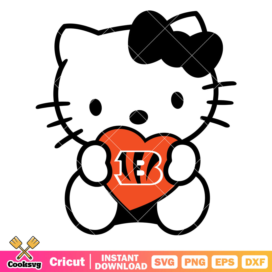 Hello kitty cincinnati bengals heart svg, cincinnati bengals football ...