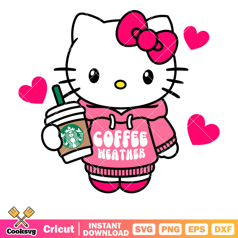 Hello kitty coffee weather svg, hello kitty svg, sanrio cartoon svg ...