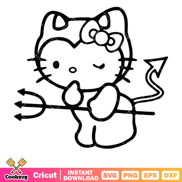 Hello kitty devil coloring svg, hello kitty outline svg – Cooksvg