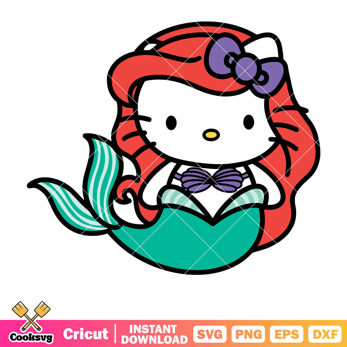 Hello kitty princess ariel svg, hello kitty svg, the little mermaid sv ...