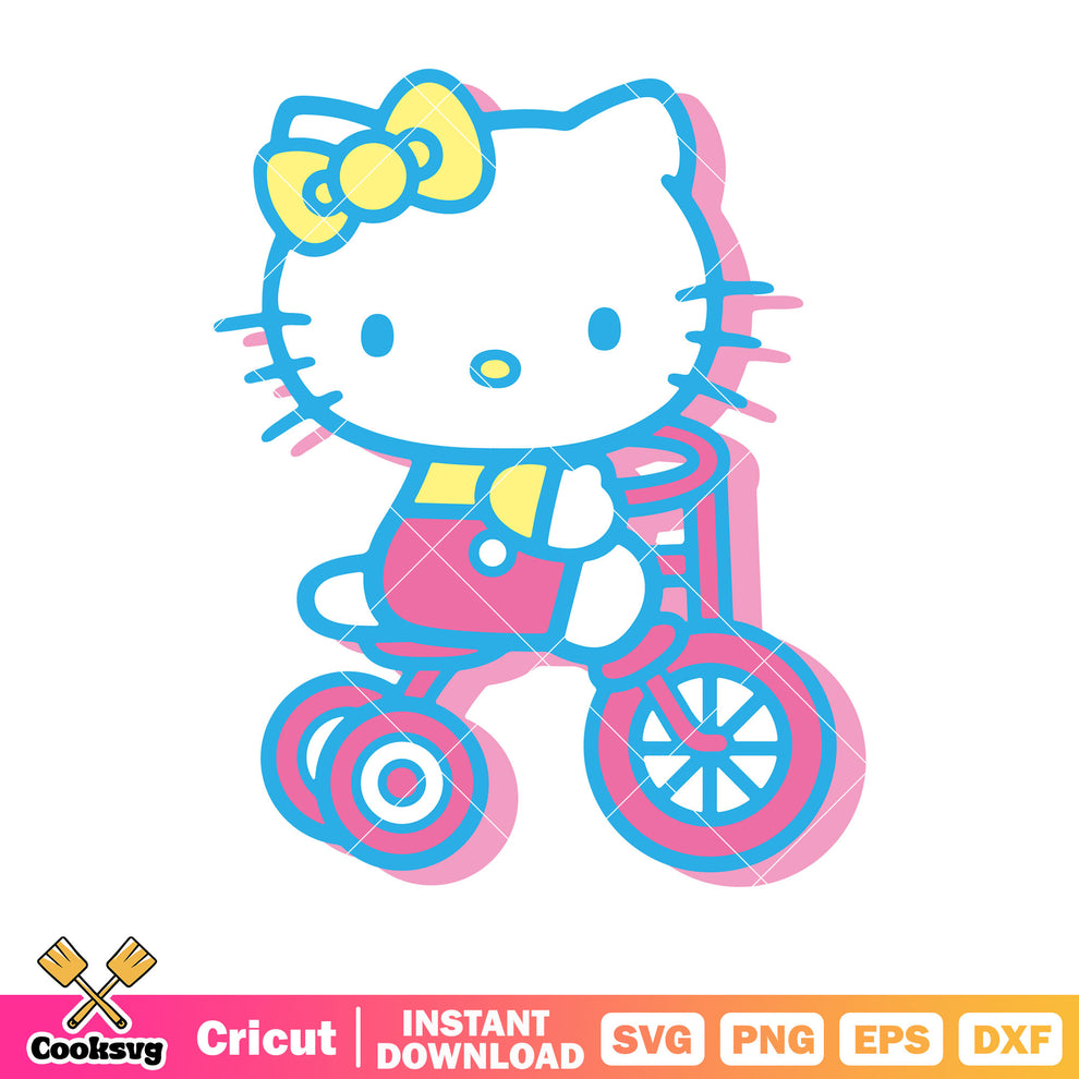 Hello kitty riding a bike svg, hello kitty on bike svg – Cooksvg