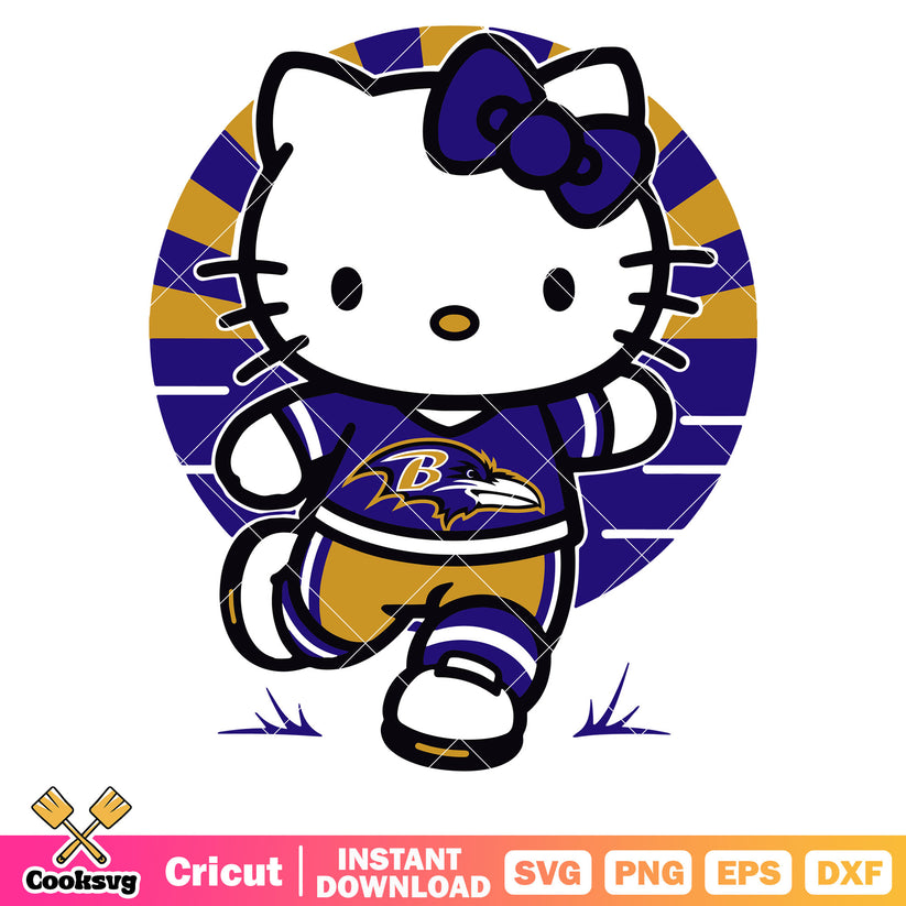 Hello kitty sport baltimore ravens costume svg, baltimore ravens nfl s ...