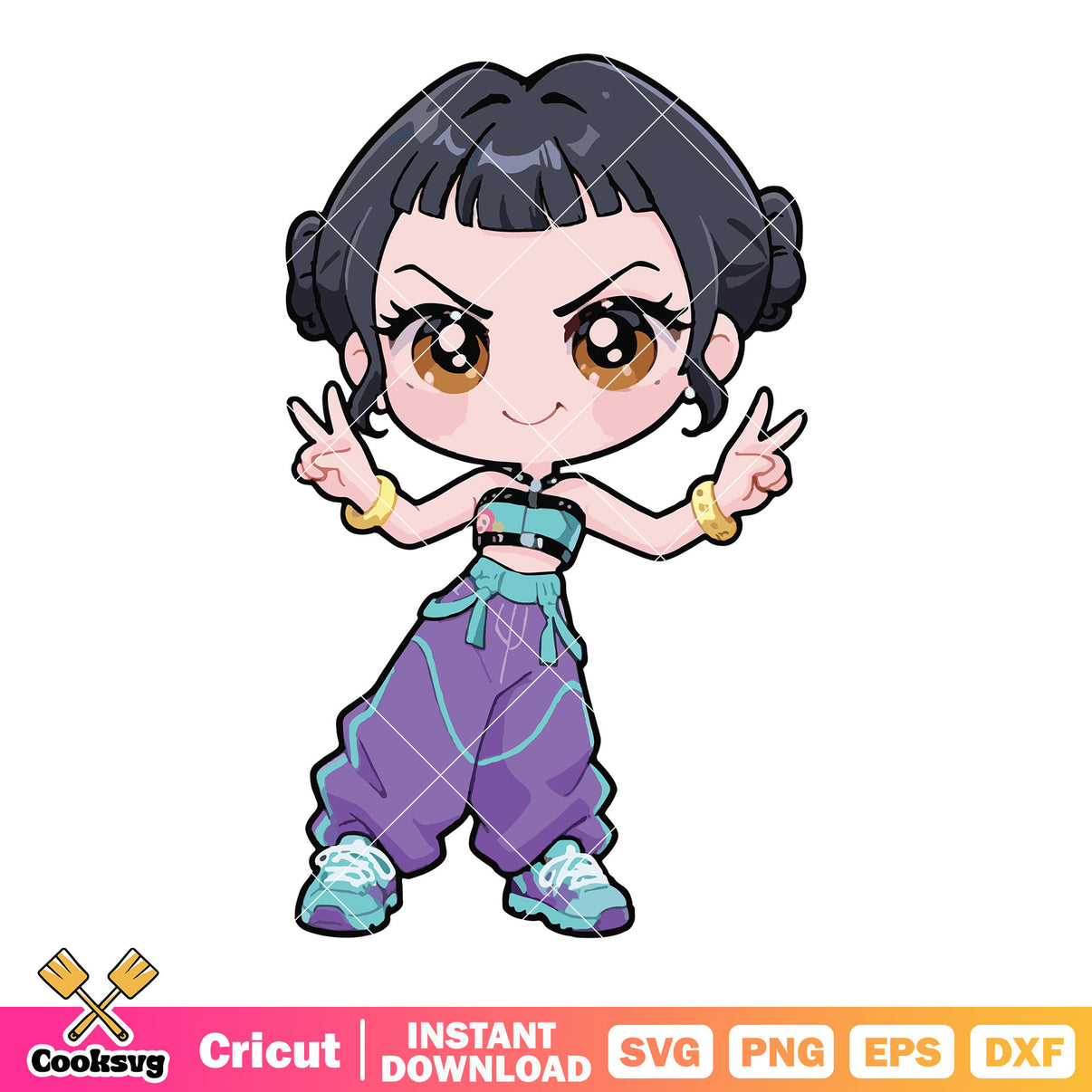 Hi sign zoey chibi svg, zoey huntrix svg, kpop netflix svg – Cooksvg