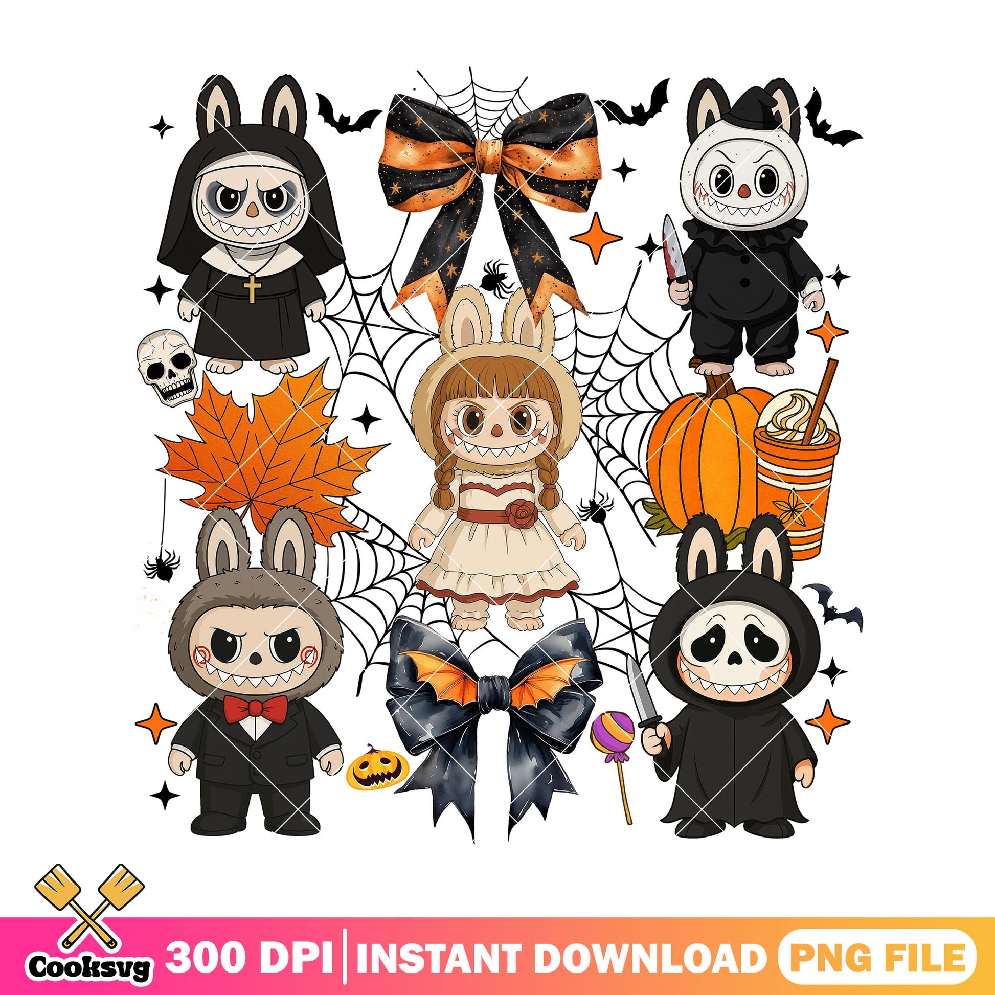 Horror labubu characters art png, scary dolls png, halloween labubu pn – Cooksvg
