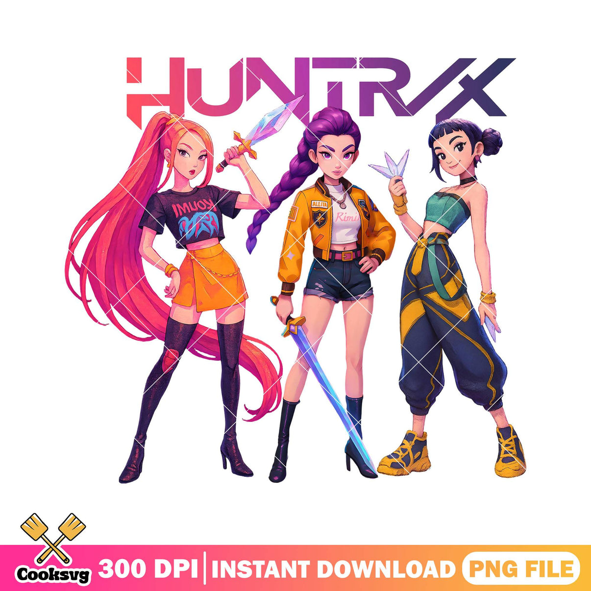 Huntrix girl power trio png, kpop huntrix png, huntrix girl png – Cooksvg
