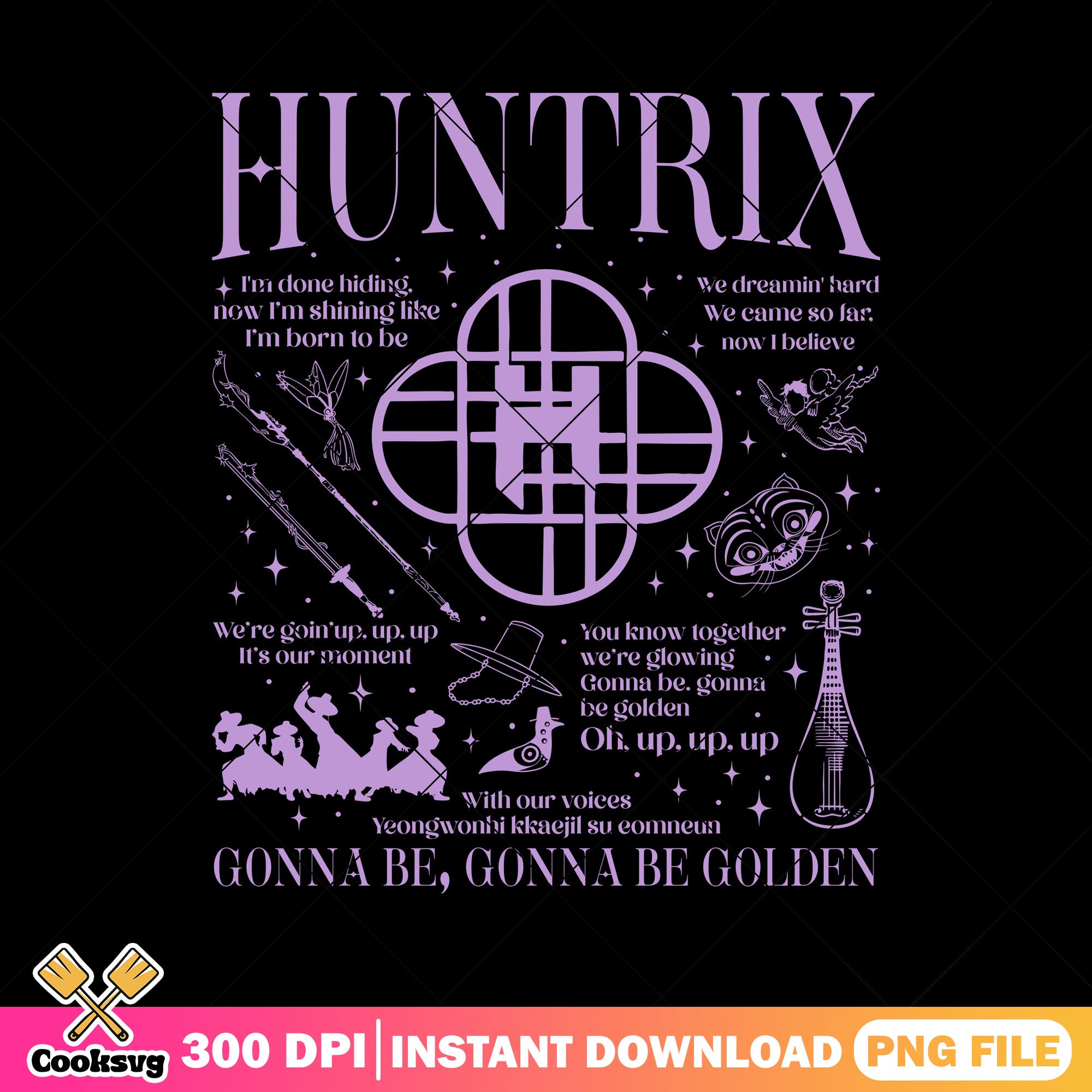 Huntrix gonna be golden pink png, huntrix golden png, kpop hunters png ...
