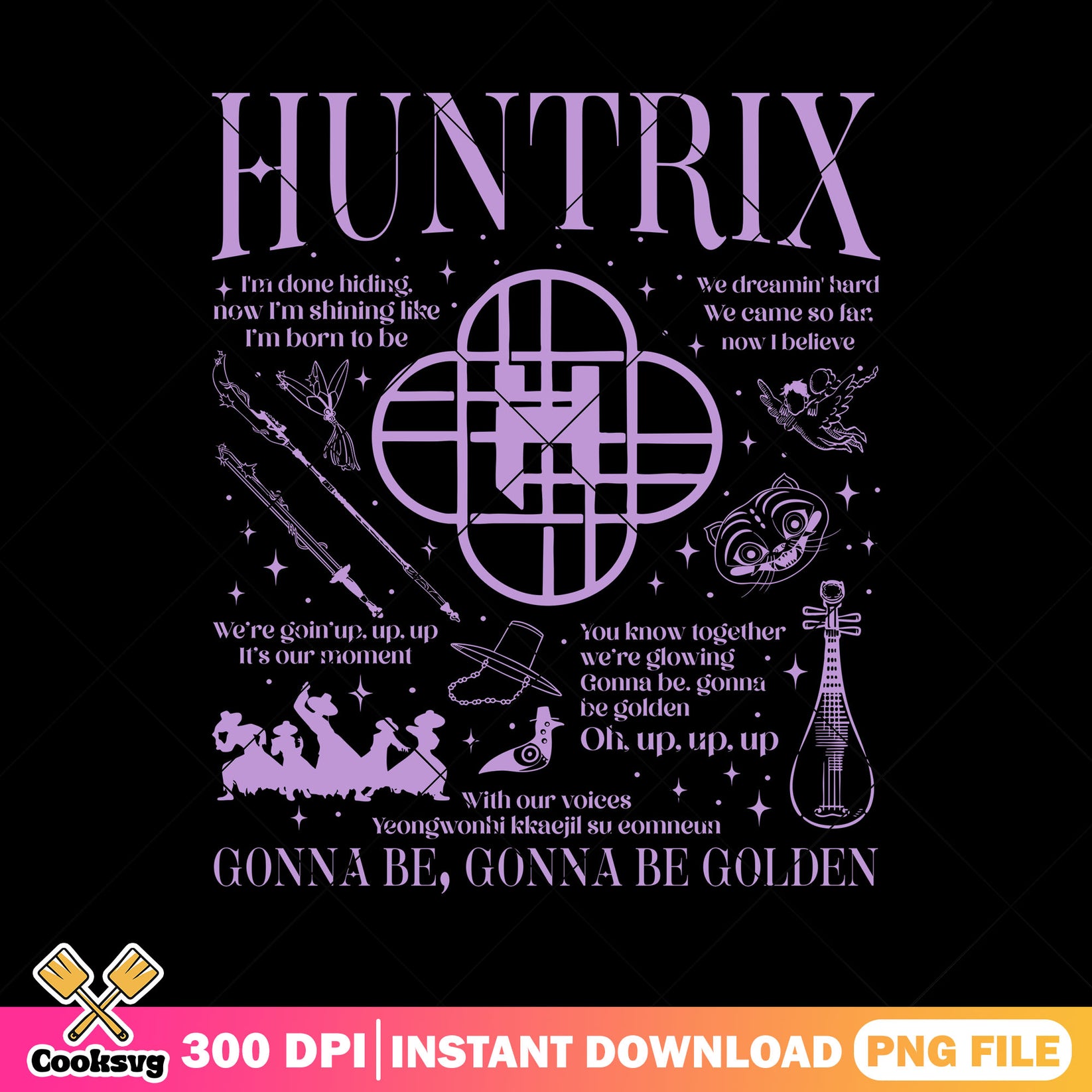 Huntrix gonna be golden pink png, huntrix golden png, kpop hunters png ...